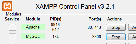 mysql setup on xampp